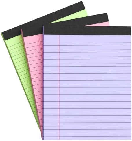 Colored Legal Pads 8.5 x 11 Note Pads 8.5 x 11 inch, Wide Ruled Clear ...