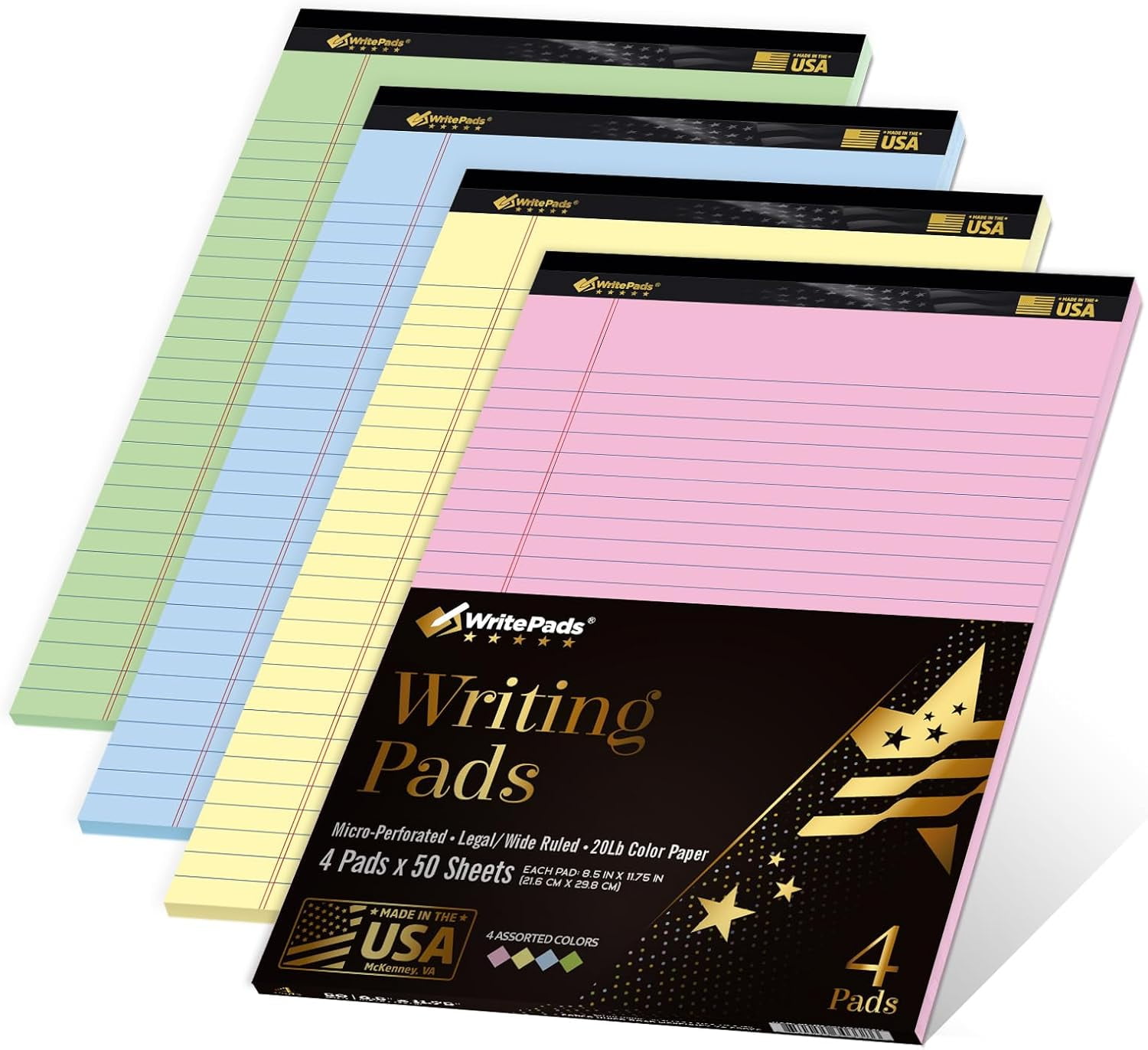 Colored Legal Pads 8.5" x 11" Note Pads Wide Ruled Writing Pads 50 ...