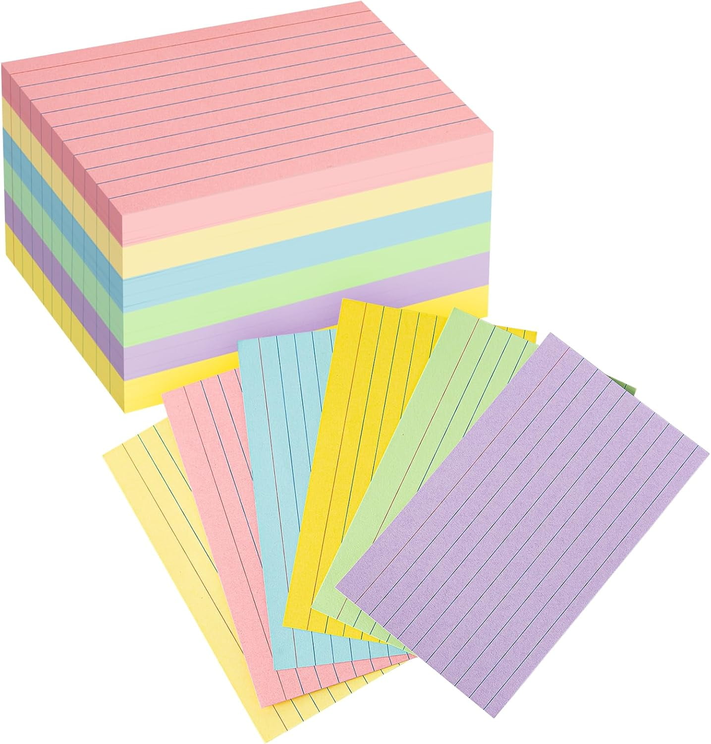 Colored Lined Index Cards 3x5 Ruled-300 Sheets Lined Note Cards 3 x 5 ...
