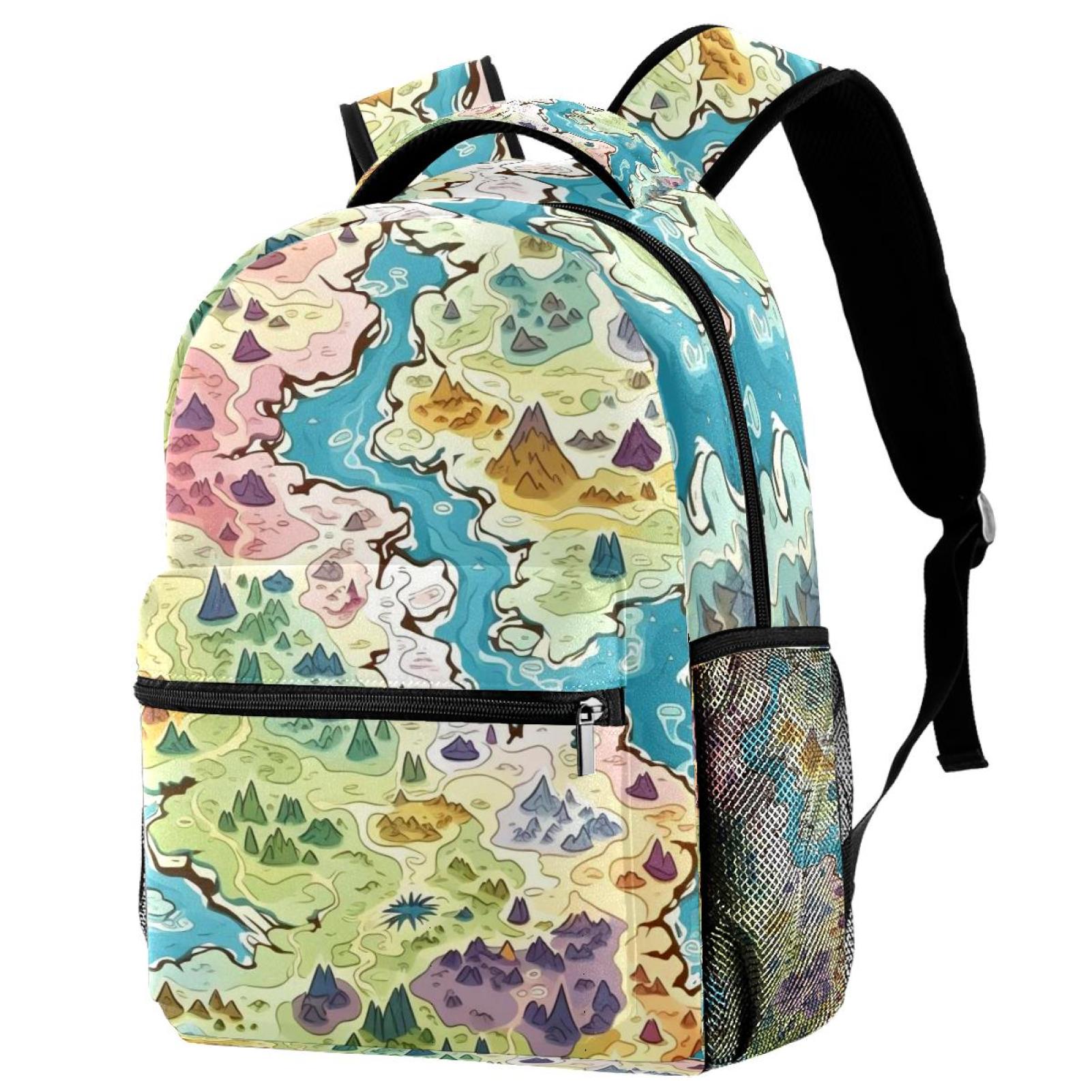 Colored Map Lightweight Backpacks Roomy Interior, Casual Backpack in ...