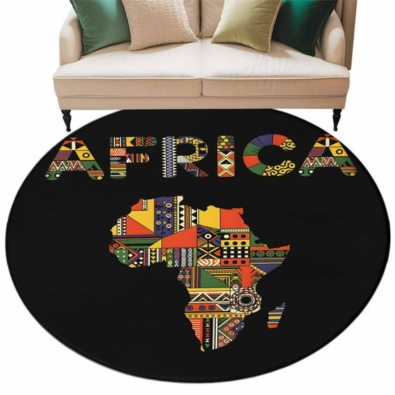 Colored Maps Area Rug, Africa Plates Red Green Geometric Abstract ...