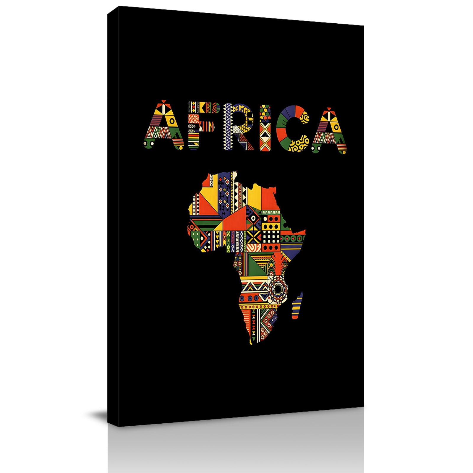Colored Maps Canvas Wall Art for Living Room, Africa Plates Red Green ...