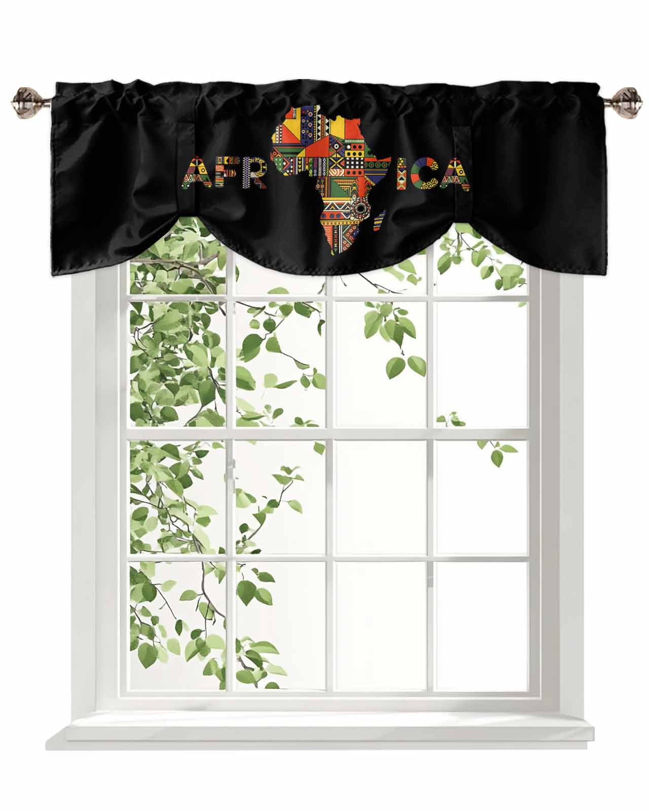 Colored Maps Tie Up Valances Curtain, Adjustable Kitchen Africa Plates ...