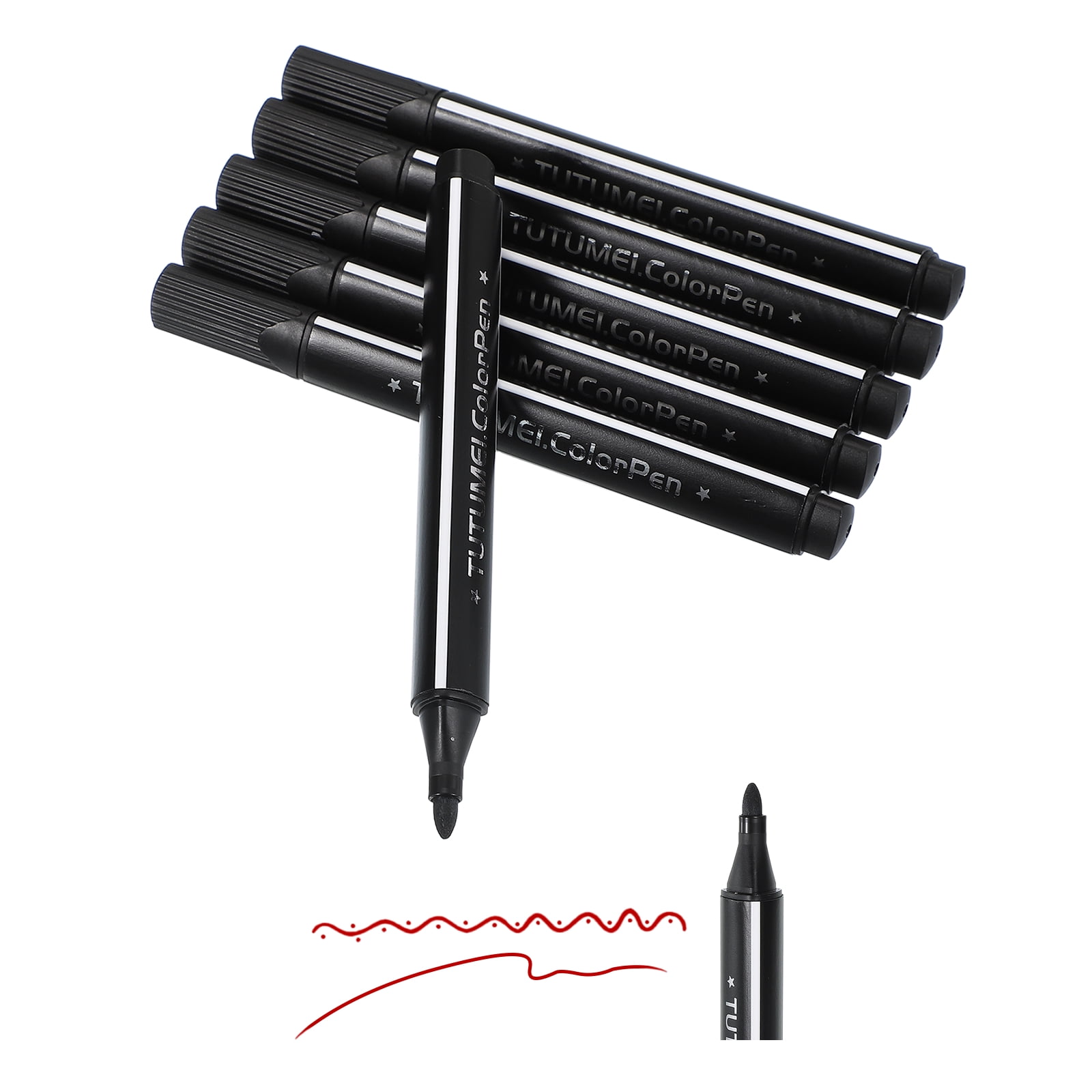 Colored Markers, Black 6 Pack Washable Coloring Markers Water Color ...