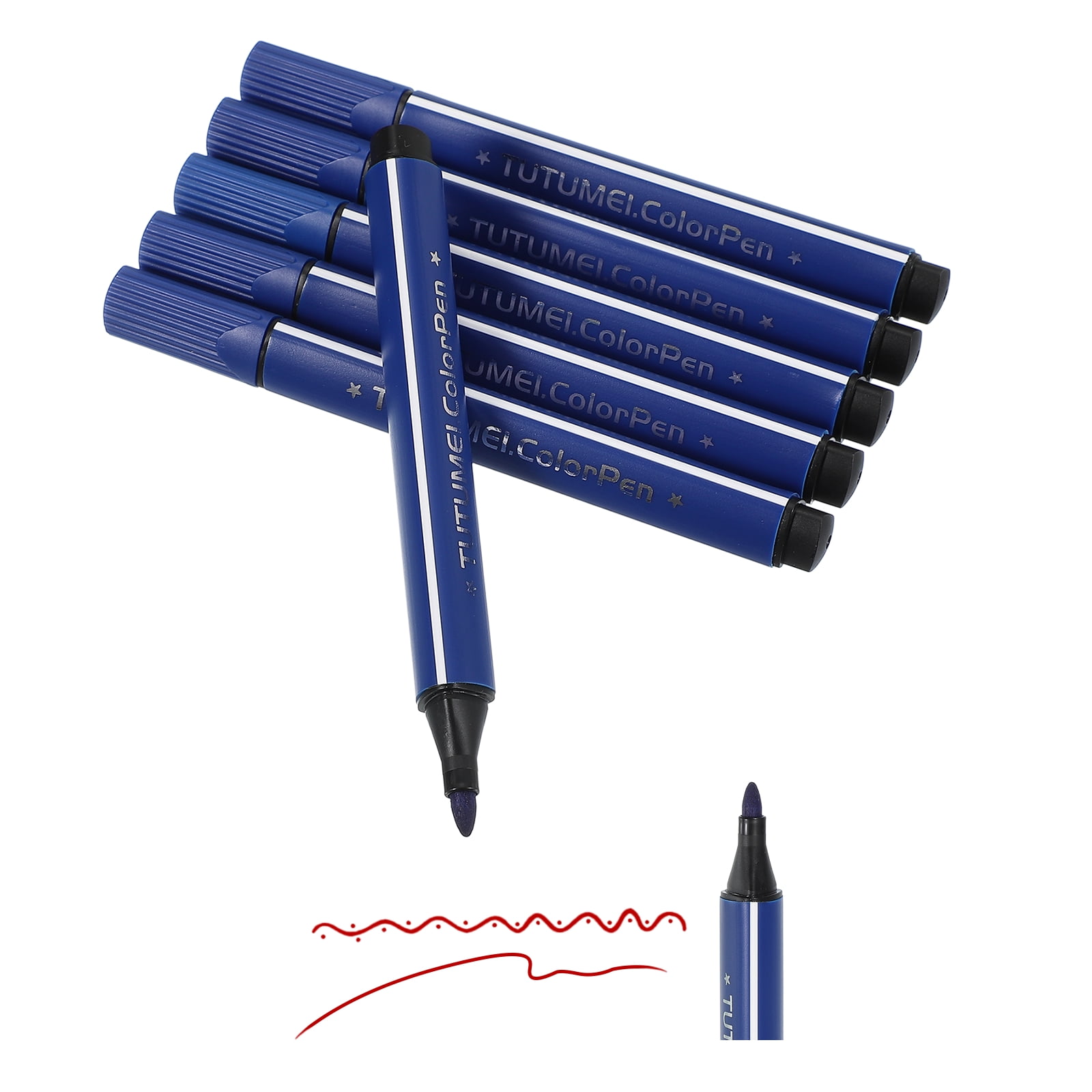 Colored Markers, Deep Blue 6 Pack Washable Coloring Markers Water Color ...