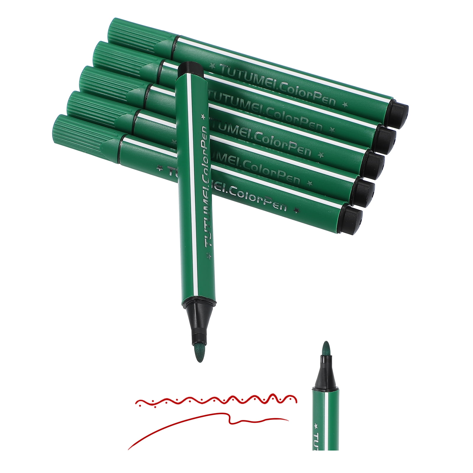 Colored Markers, Deep Green 6 Pack Washable Coloring Markers Water ...
