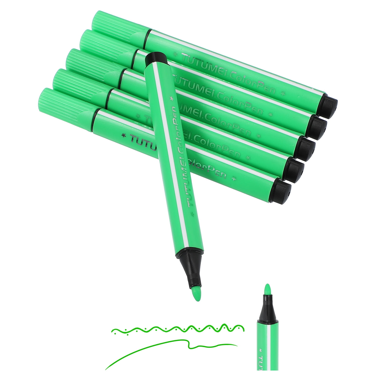 Colored Markers, Light Green 6 Pack Washable Coloring Markers Water ...