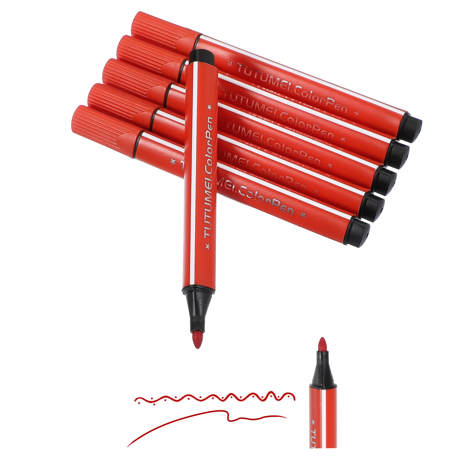 Colored Markers, Light Red 6 Pack Washable Coloring Markers Water Color ...