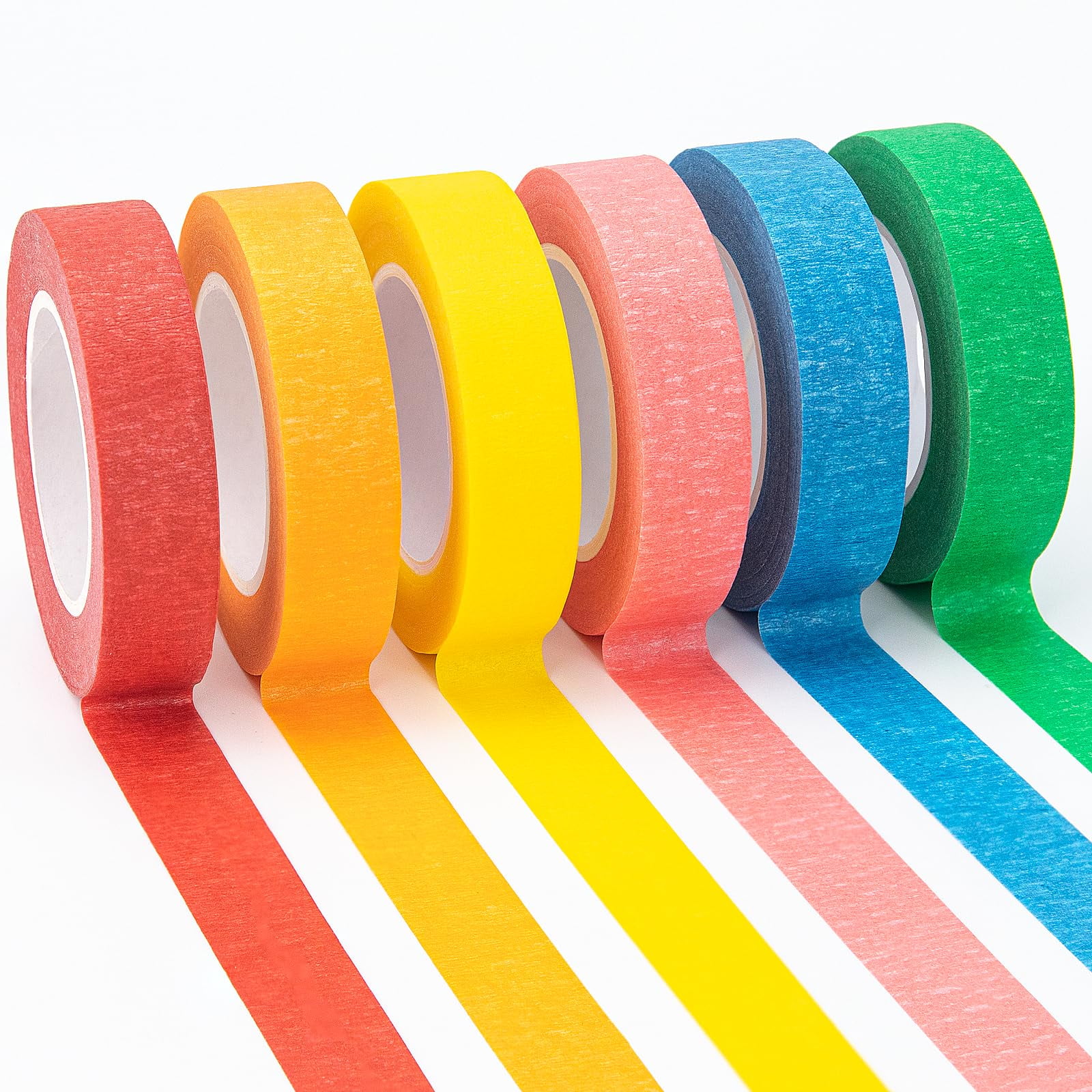 Colored Masking Tape 0.6" x 16 Yard Per Roll, 6 Rolls Rainbow Colors ...