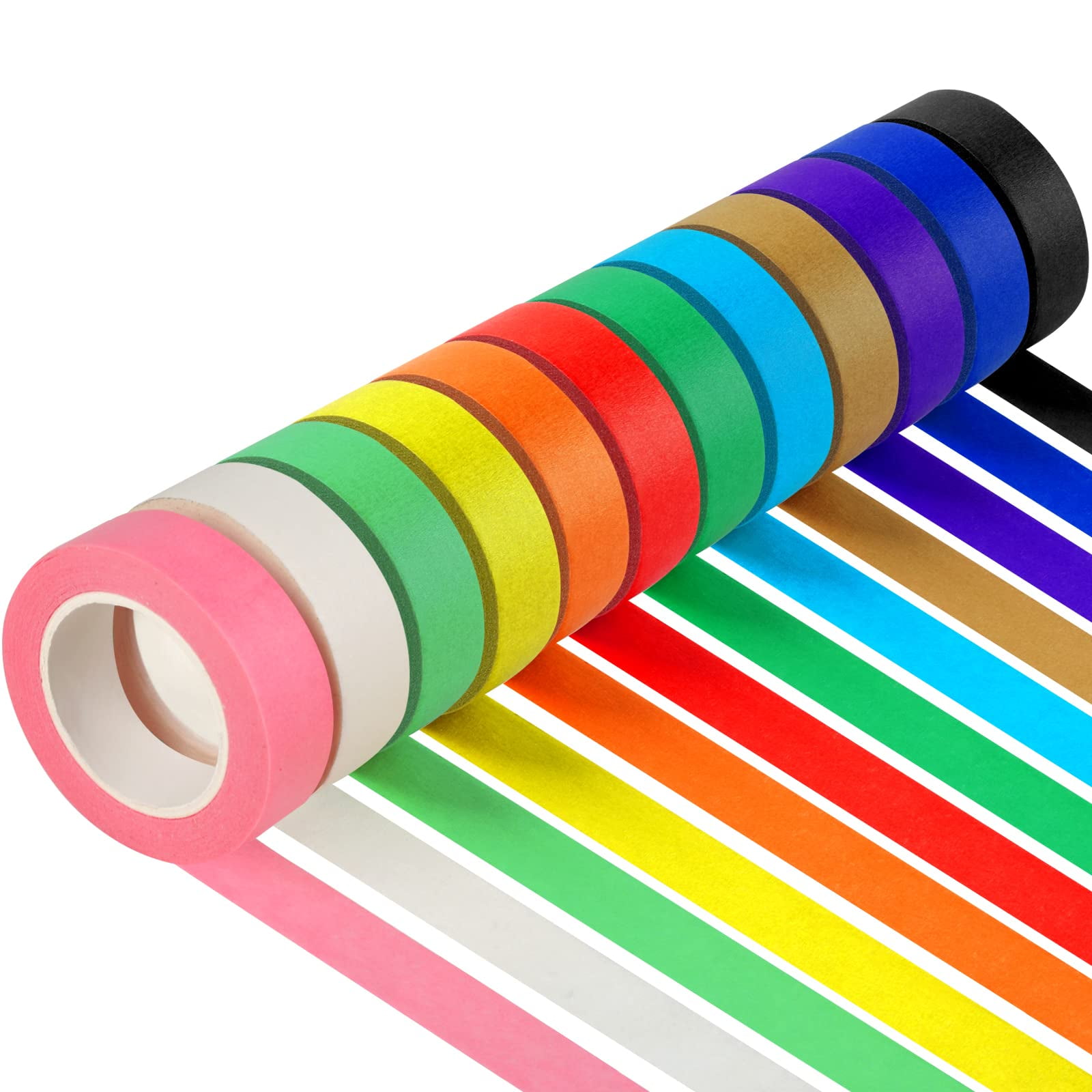 12PCS Colored Masking Tape,DIY Craft Tape, Colored Tape Rolls, Colored ...