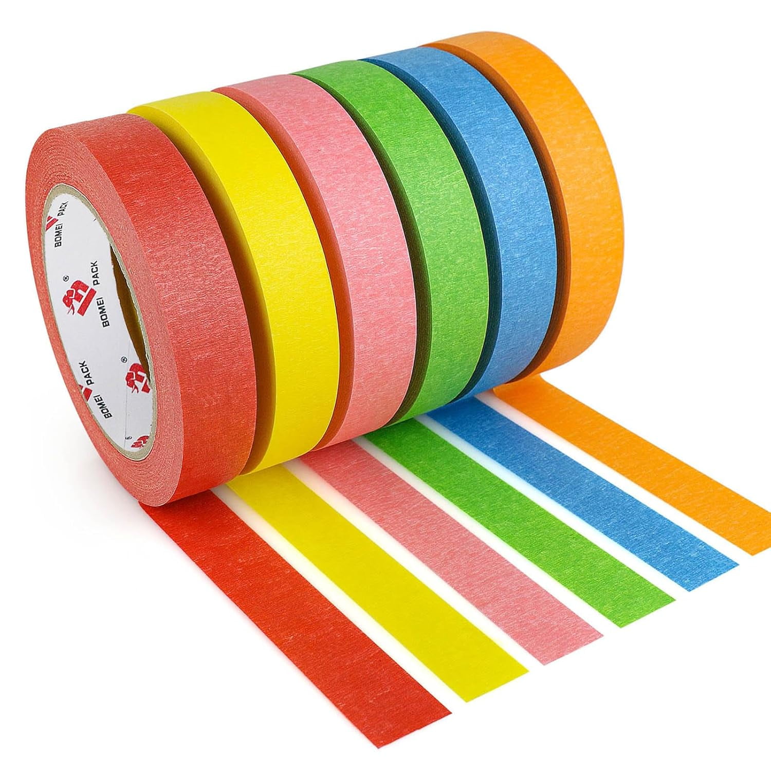 Colored Masking Tape - 6 Colors Masking Tape Rolls, 540 Feet x Inch ...