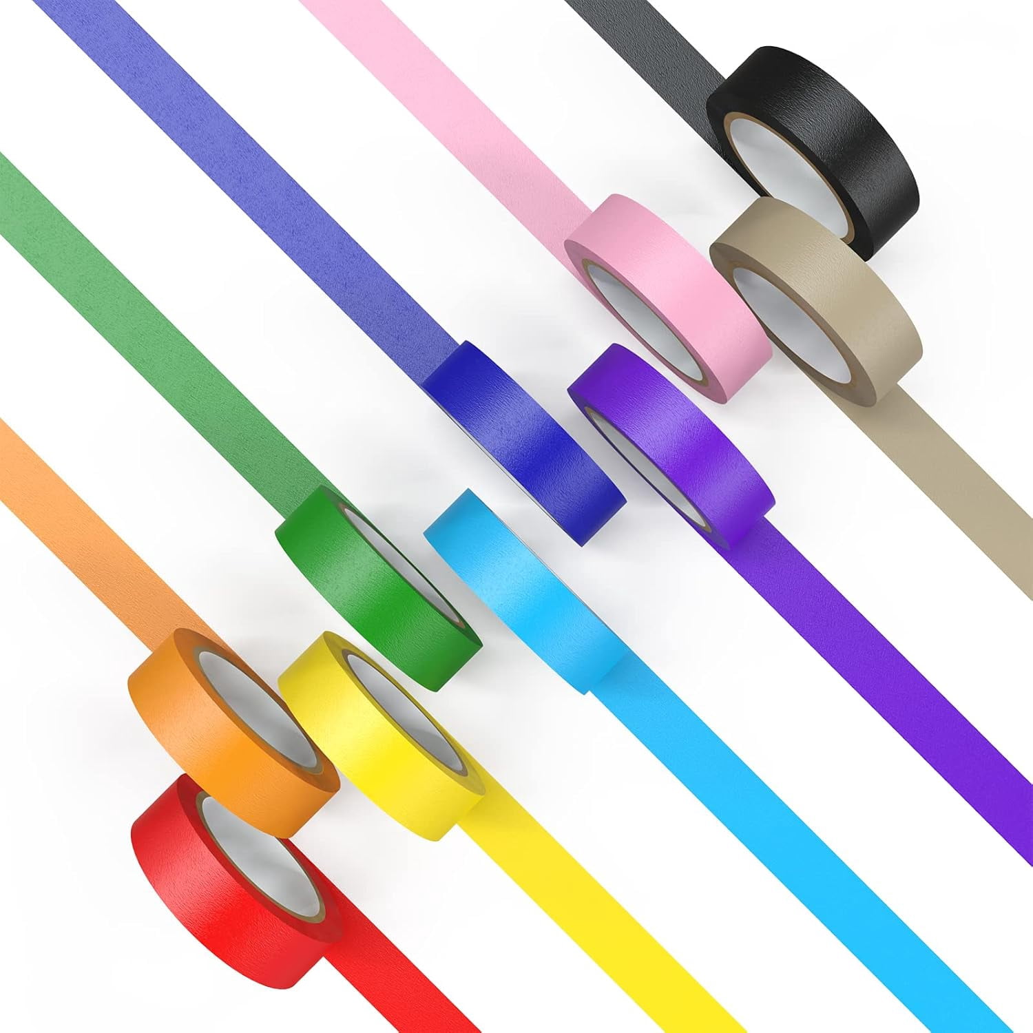 Colored Masking Tape, Color Painters Tape for Kids, 10 Rolls 3/5 inch ...