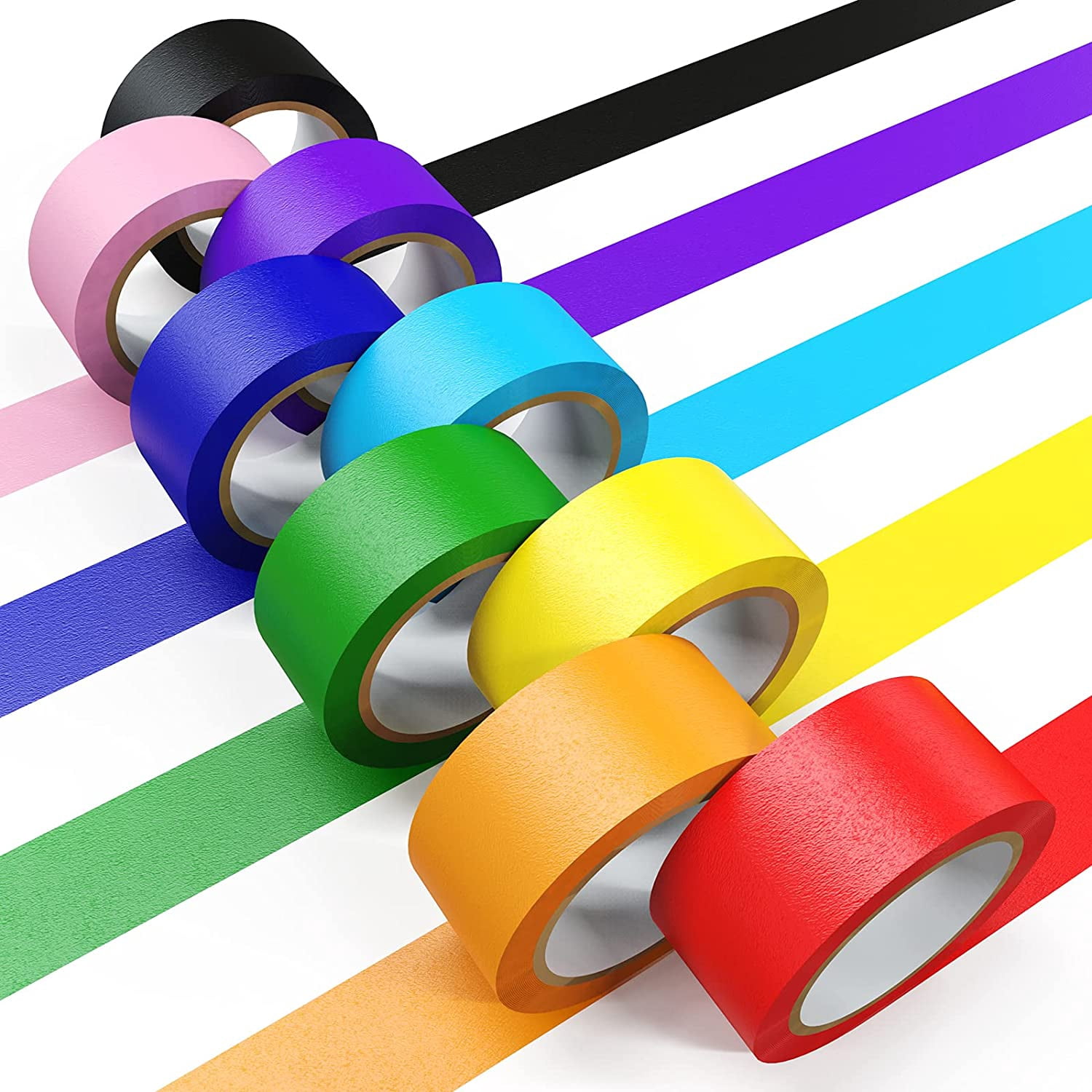 Colored Masking Tape, Color Painters Tape for Kids, 9 Rolls 1 inch Wide ...
