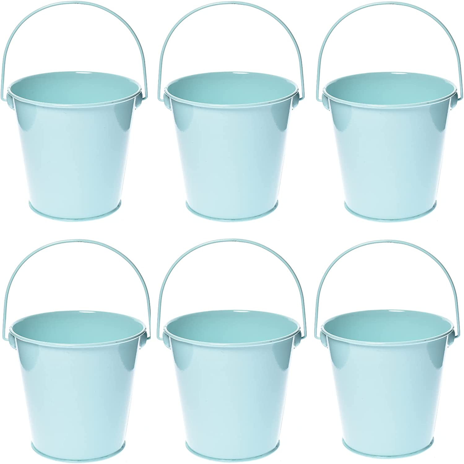 Colored Metal Buckets with Handle, 6 Pack 5.91 Inch Galvanized Iron ...