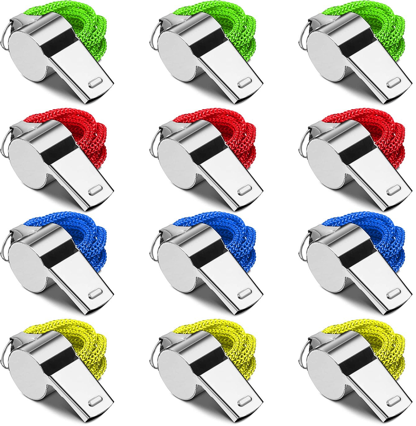 Dazzling Toys Colored Metal Whistles, Pack of 12, 2-Inch Whistles on 36 ...
