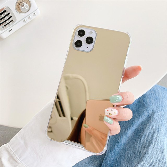 Colored Mirror Plating Apple iPhone 13 Case (Gold) Soft TPU Shockproof ...