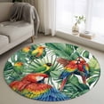 Colored Parrot 3FT Round Area Rugs Oil Painted Tropical Parrot Green ...