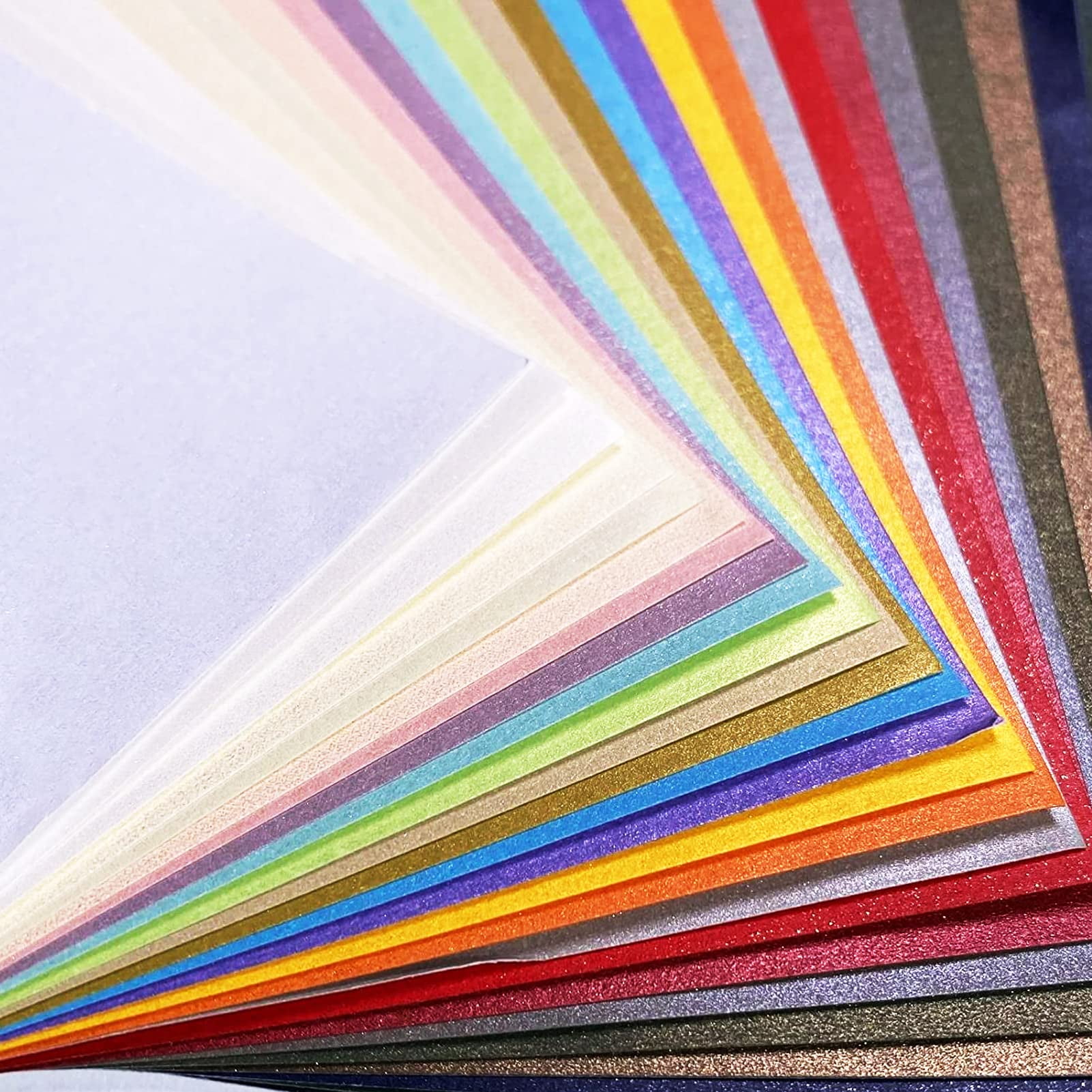 Colored Pearlized Paper Pack - 50 Sheets 25 Colors Origami Decoupage ...