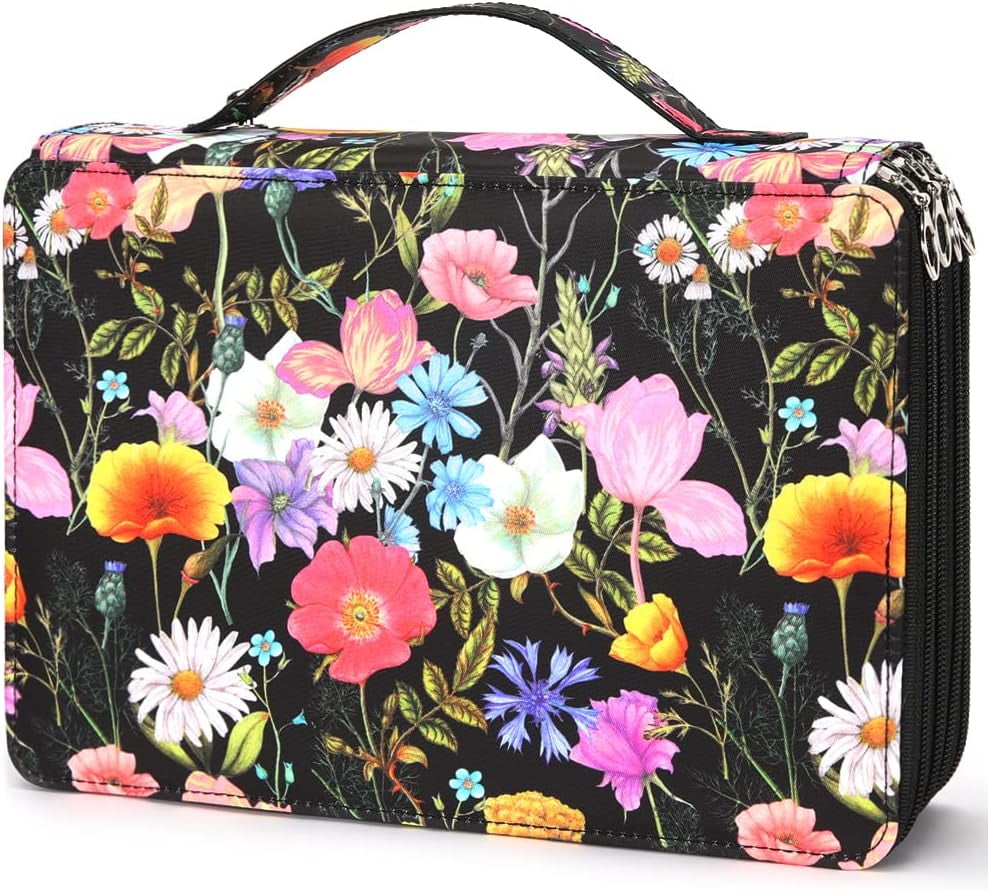 Colored Pencil Case - 200 Slots Pencil Holder with Zipper Closure Twill ...