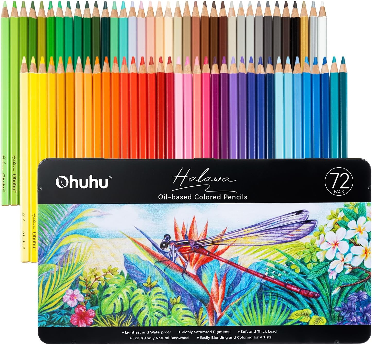 Colored Pencils: 72 Oil-based Drawing Pencils for Coloring Portrait ...