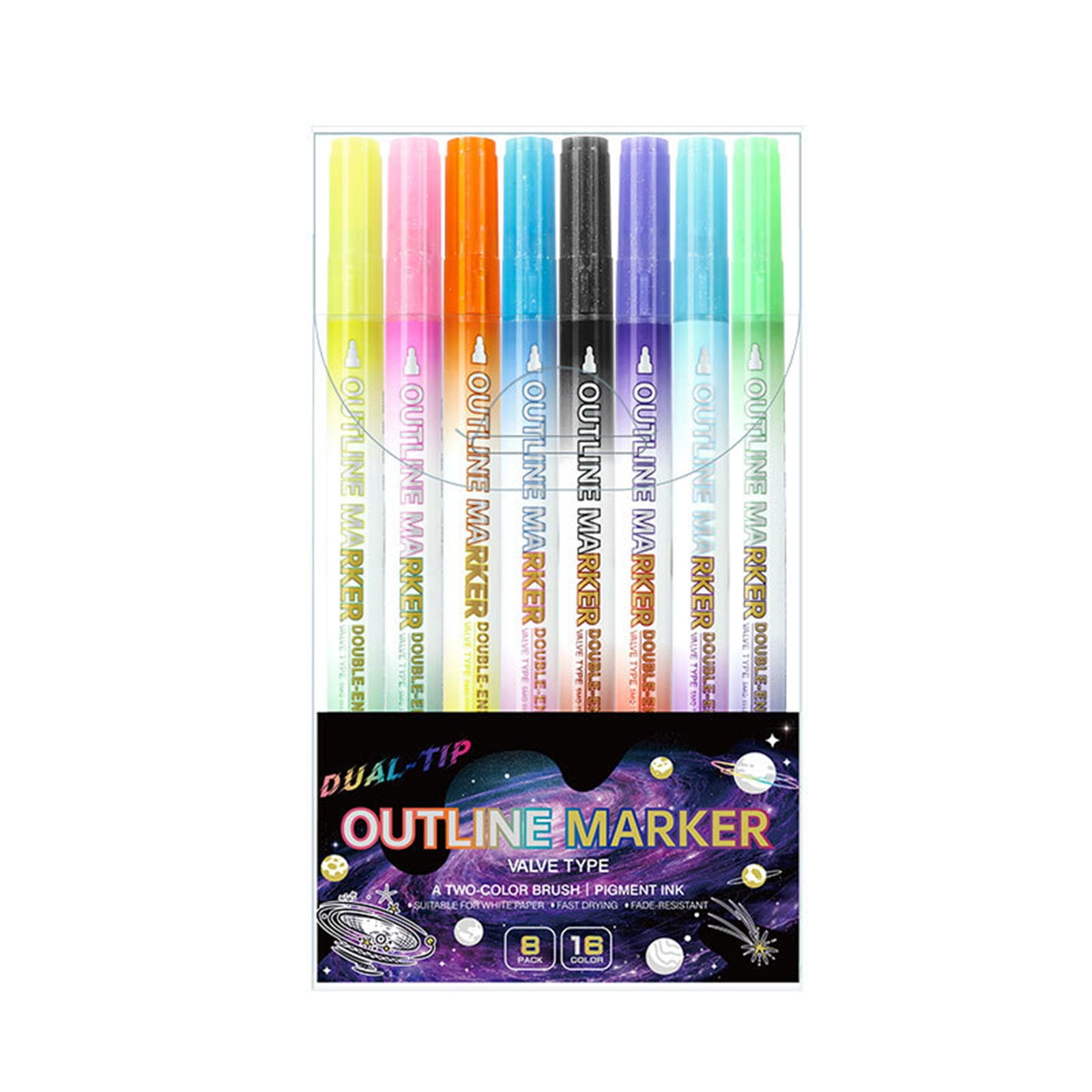 Colored Pencils Clearance, Furenl Double Line Highlighter Pen Metal ...