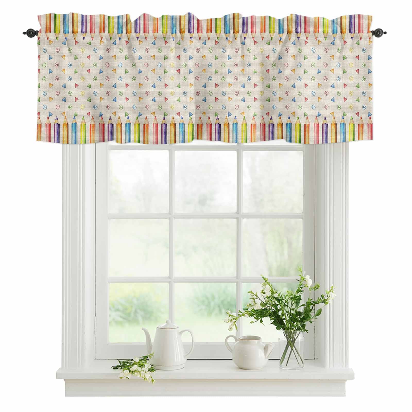 Colored Pencils Valances for Windows, Rod Pocket Kitchen Valance ...