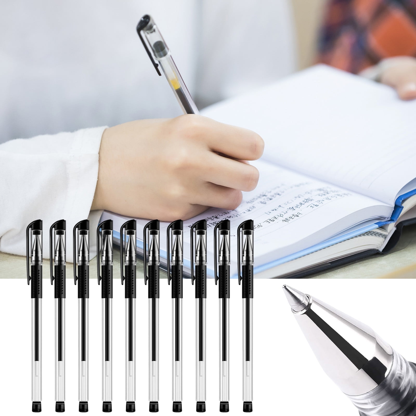 Colored Pens 0.5mm Retractable Smooth Writing Set 10-Pack | Silent Non ...