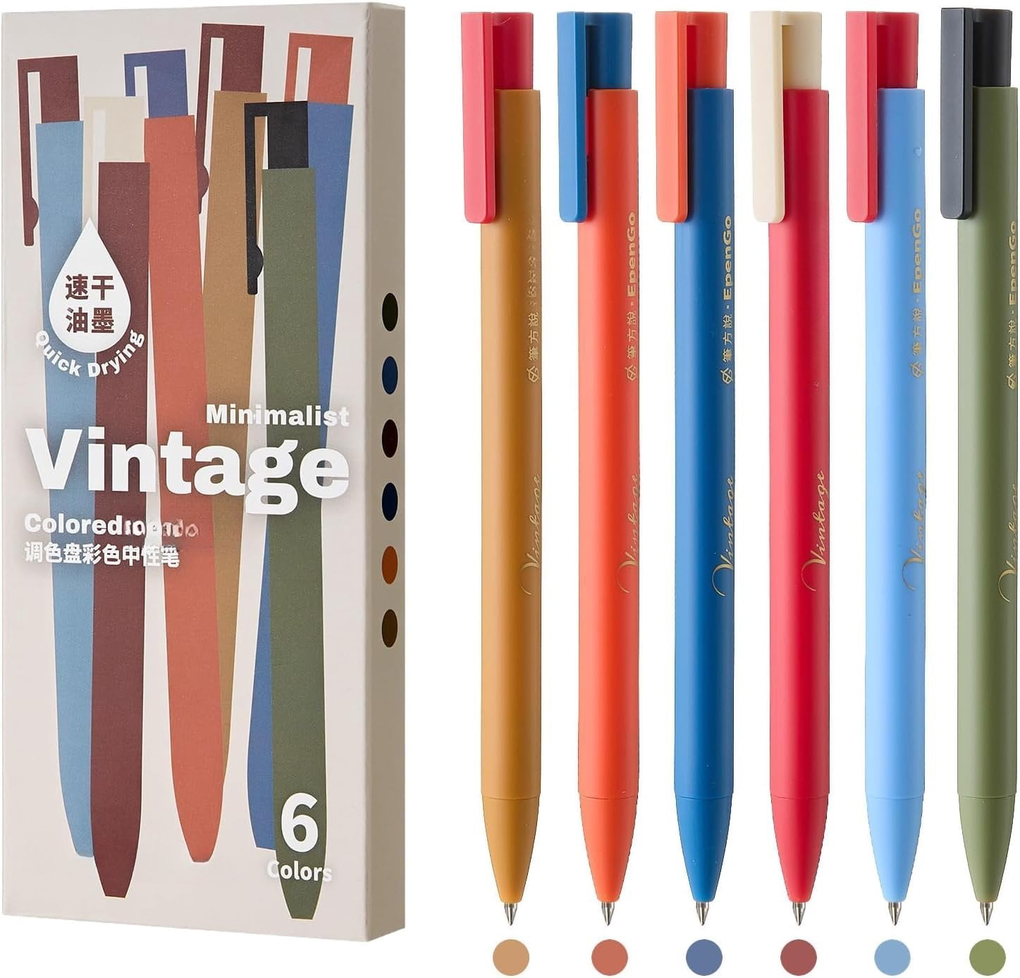 Colored Pens 18 , Colorful ink Pens Retractable Quick Dry 0.5mm Fine ...