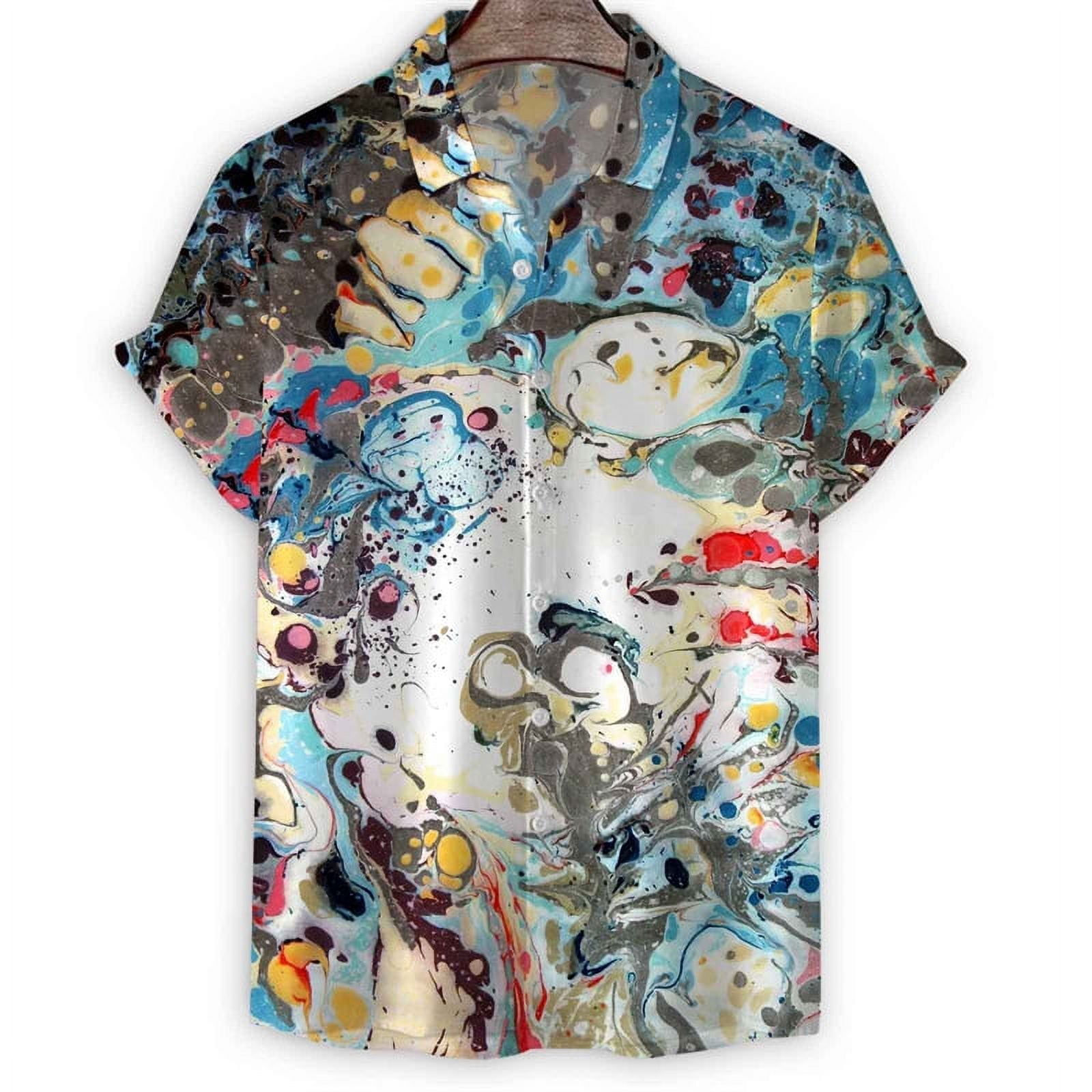 Colored Pigment Magma Shirt Men 3d Print Summer Vacation Hawaiian ...