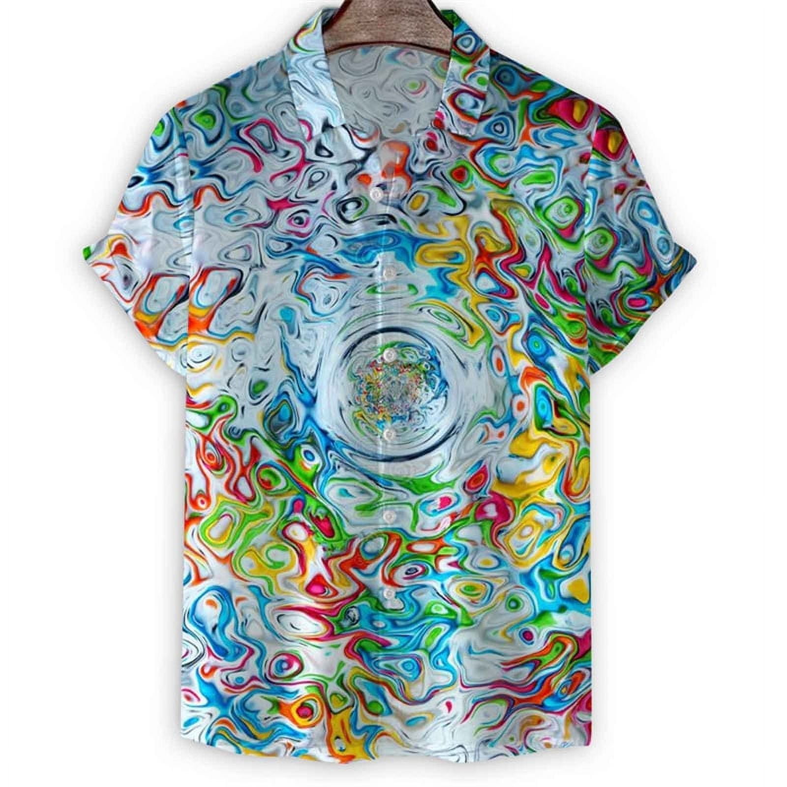 Colored Pigment Magma Shirt Men 3d Print Summer Vacation Hawaiian ...