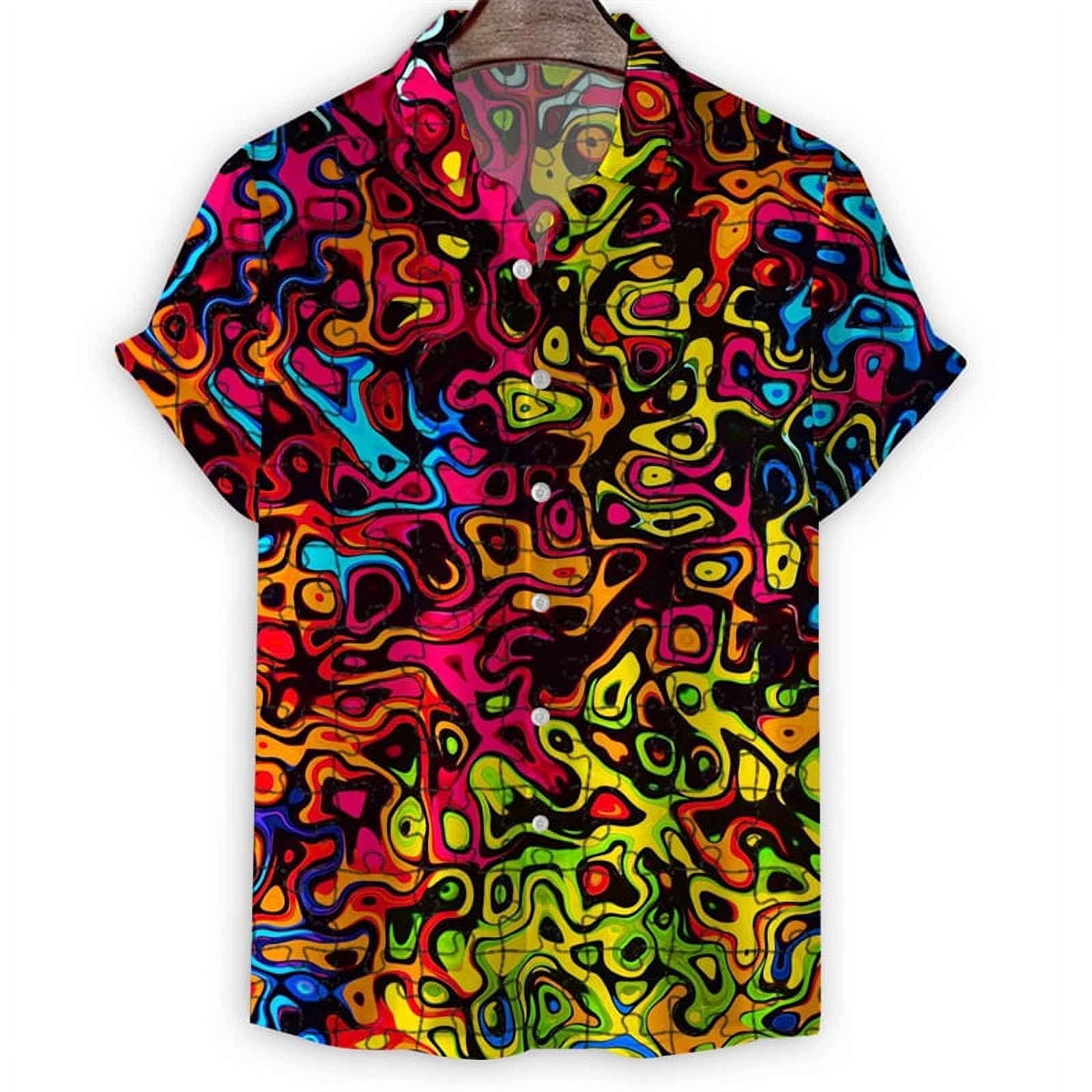 Colored Pigment Magma Shirt Men 3d Print Summer Vacation Hawaiian ...