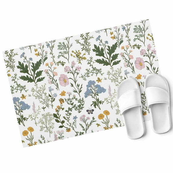 Colored Plant Door Mat Flowers Leaf Butterfly Non Slip Absorbent ...