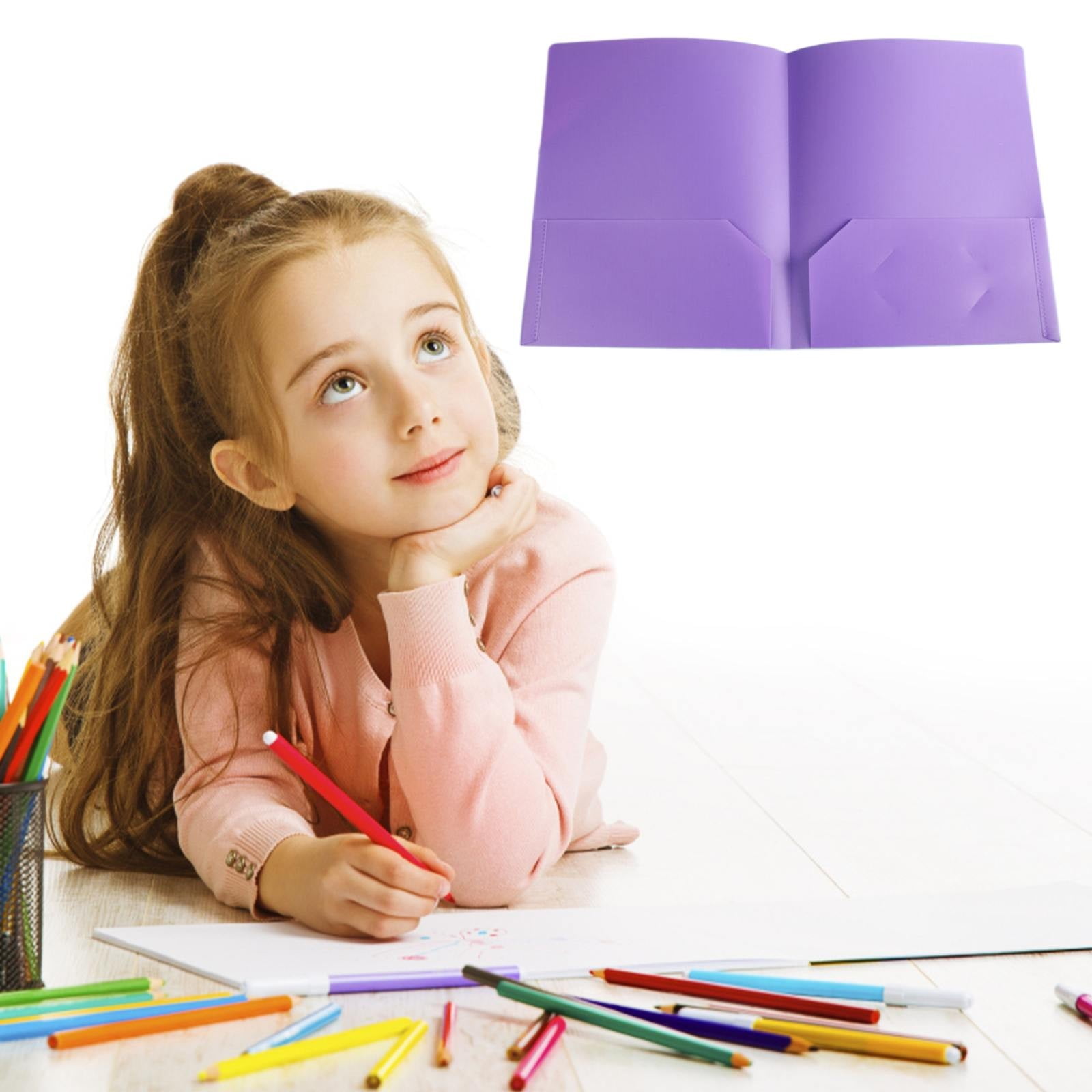 Colored Plastic File School Folder Letter Size, Folders with 2 Pockets ...