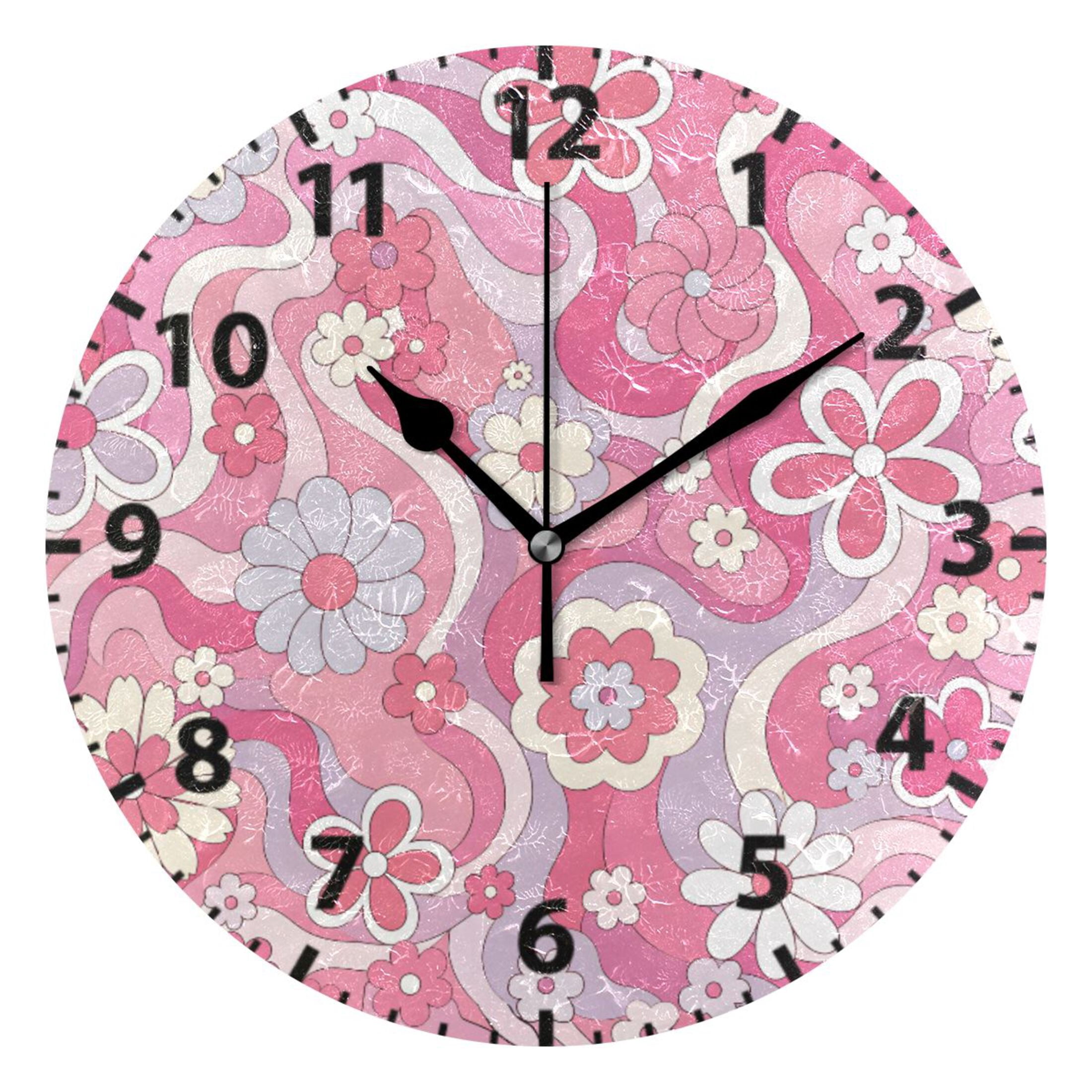 Colored Polka Dot Flowers Wall Clock 10in Round Artistic Oil Painting ...