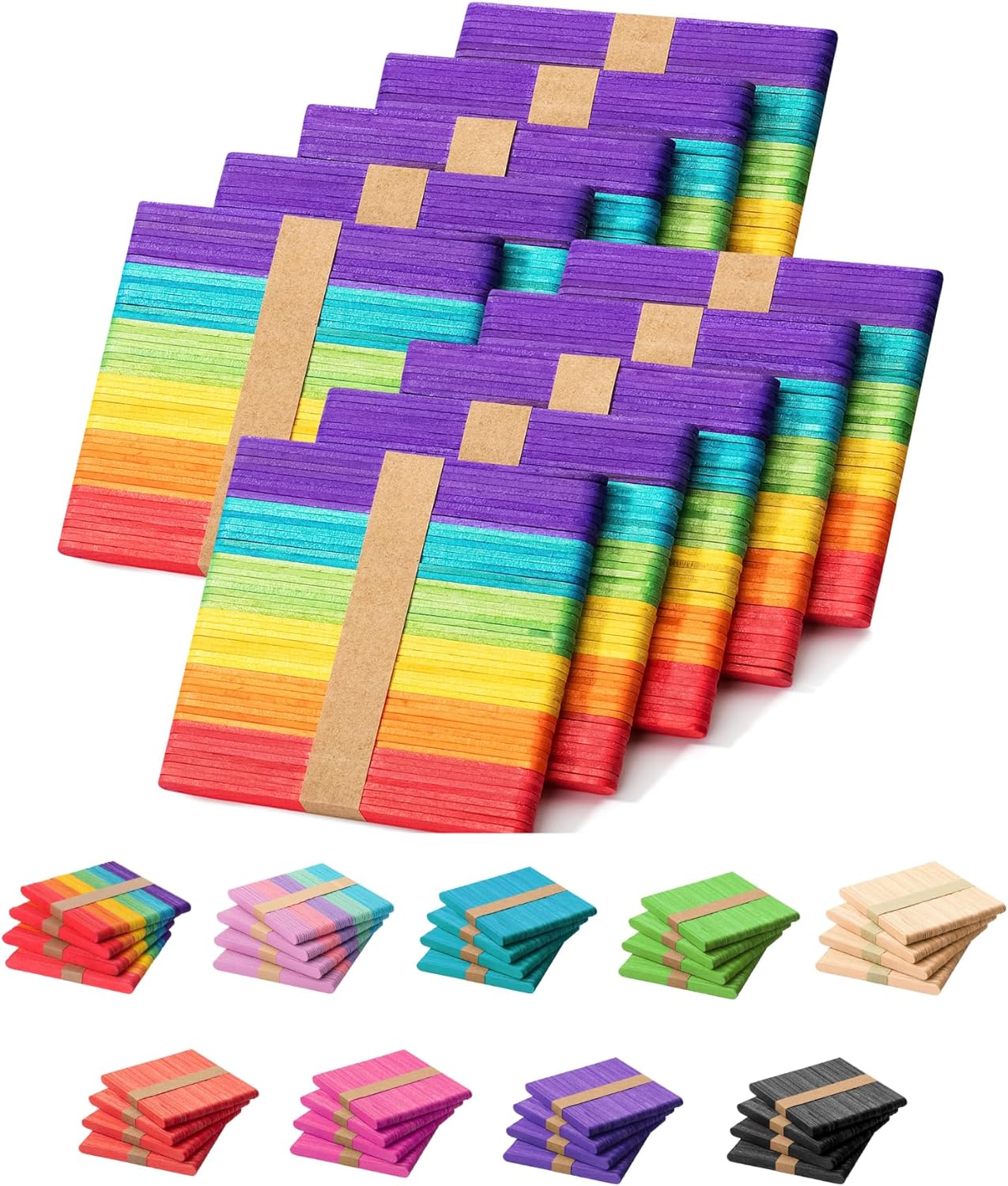 Colored Popsicle Sticks, 500Pack, 4.5 Inch, Craft Sticks, Popsicle ...