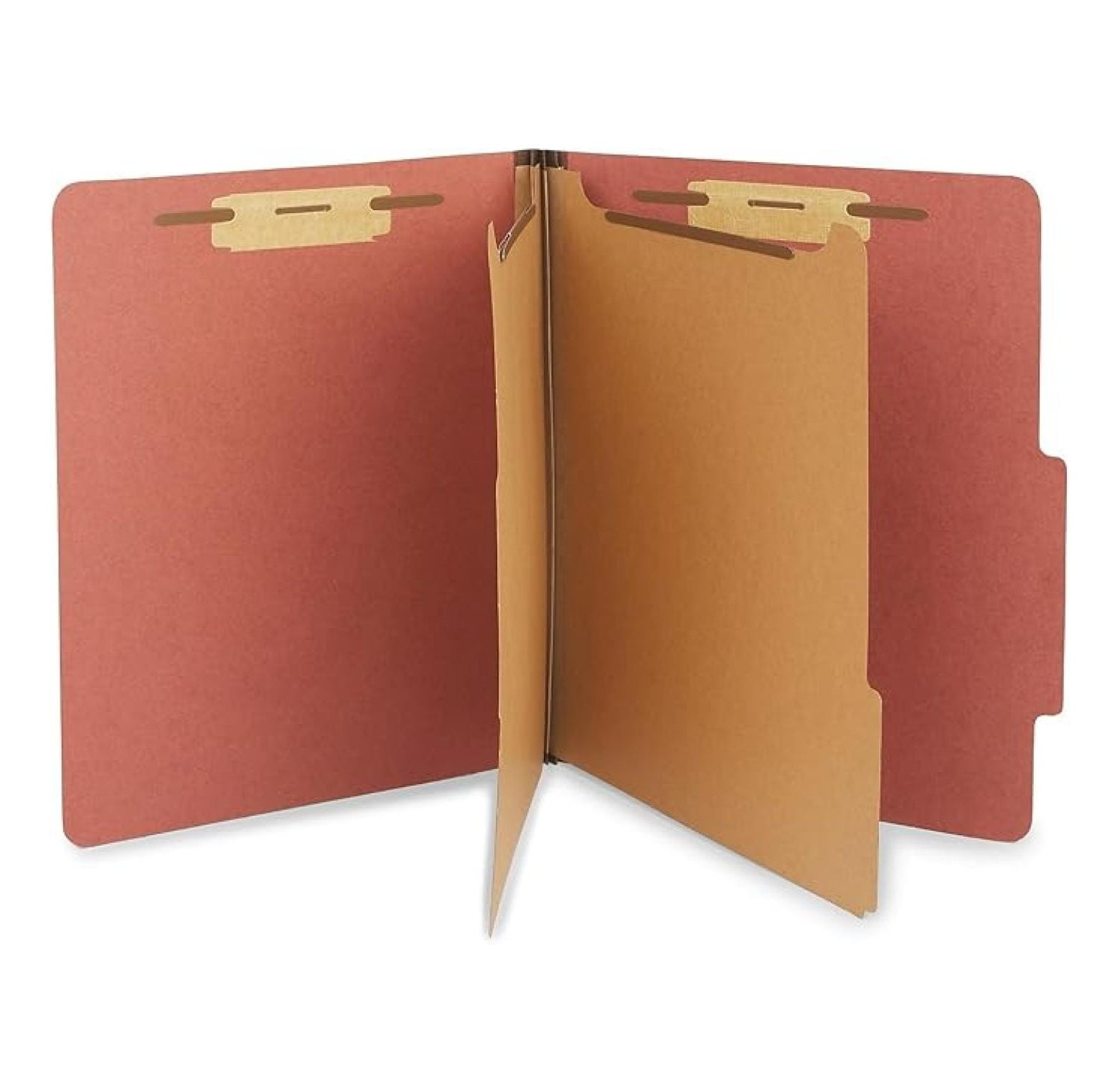 Colored Pressboard Classification Folders, Letter, 2 Partitions, Red ...
