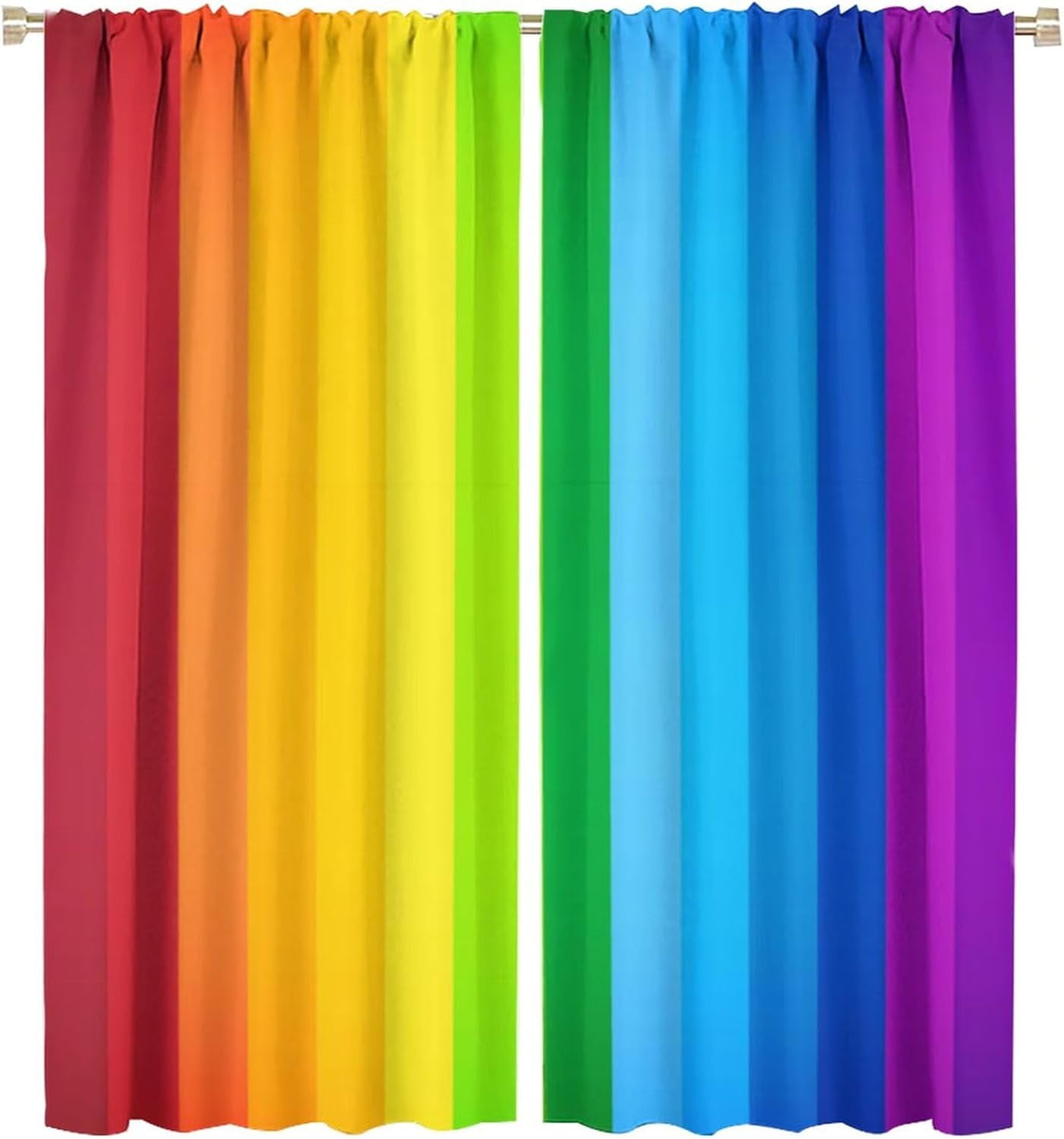 Colored Rainbow Window Curtains, Abstract Rainbow Perspective ...