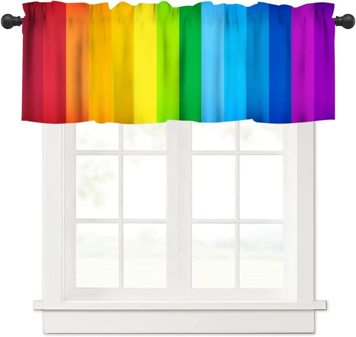 Colored Rainbow Window Valance Curtain, Abstract Rainbow Perspective ...