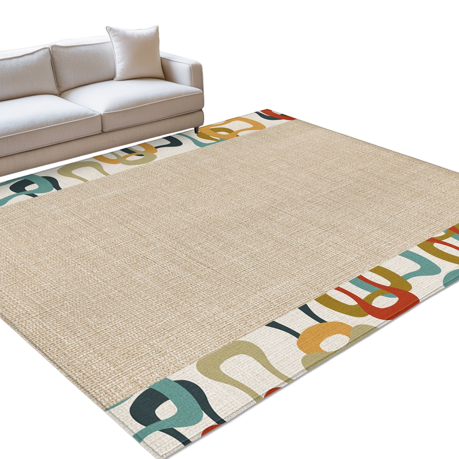 Colored Rings Large Area Rugs 6x9ft Abstract Retro Colorful Ring Linen ...
