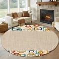 Colored Rings Round Rug 6Ft Abstract Retro Colorful Ring Linen Texture ...