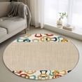Colored Rings Small Round Rug 3Ft Abstract Retro Colorful Ring Linen ...