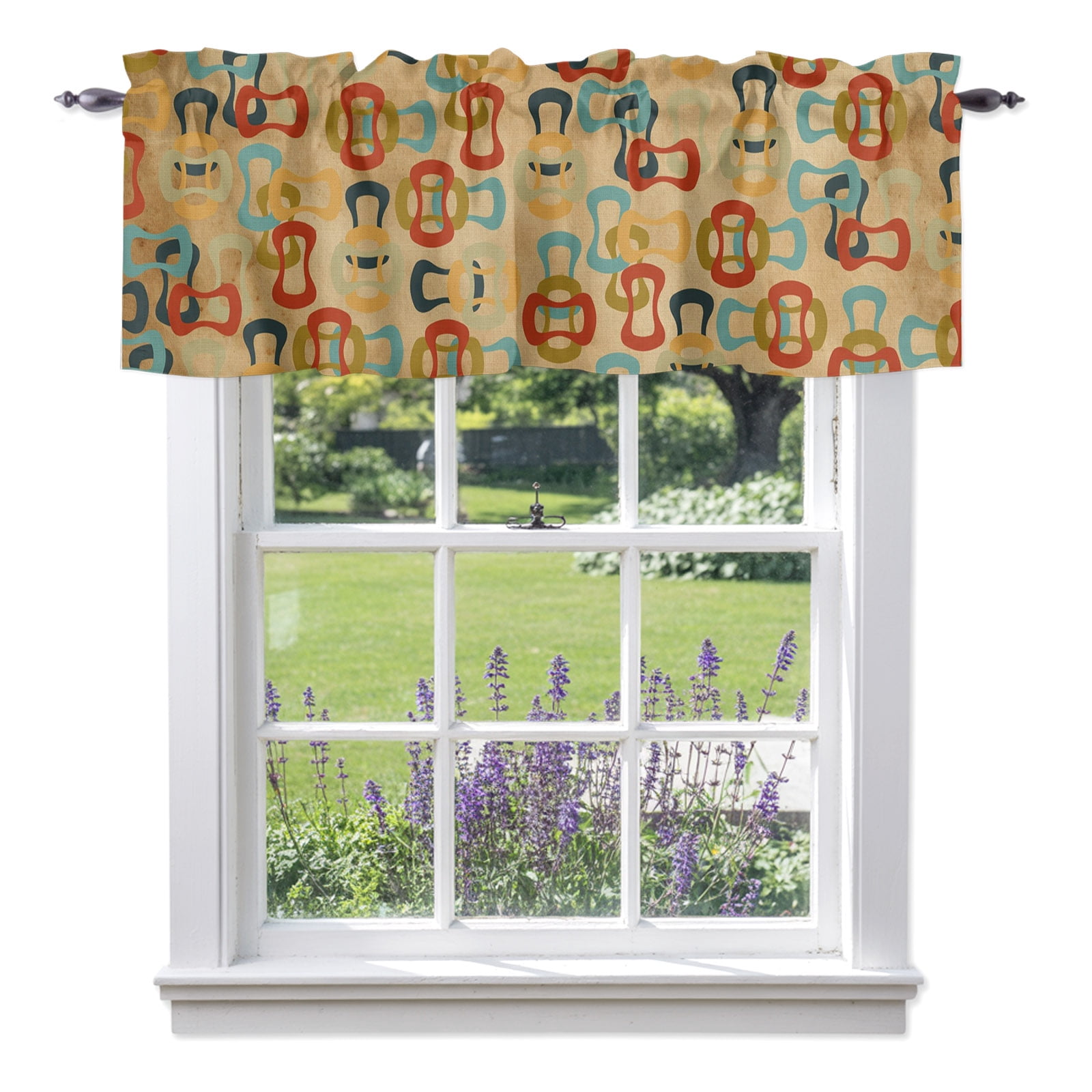 Colored Rings Valances for Windows Abstract Retro Colorful Ring Brown ...