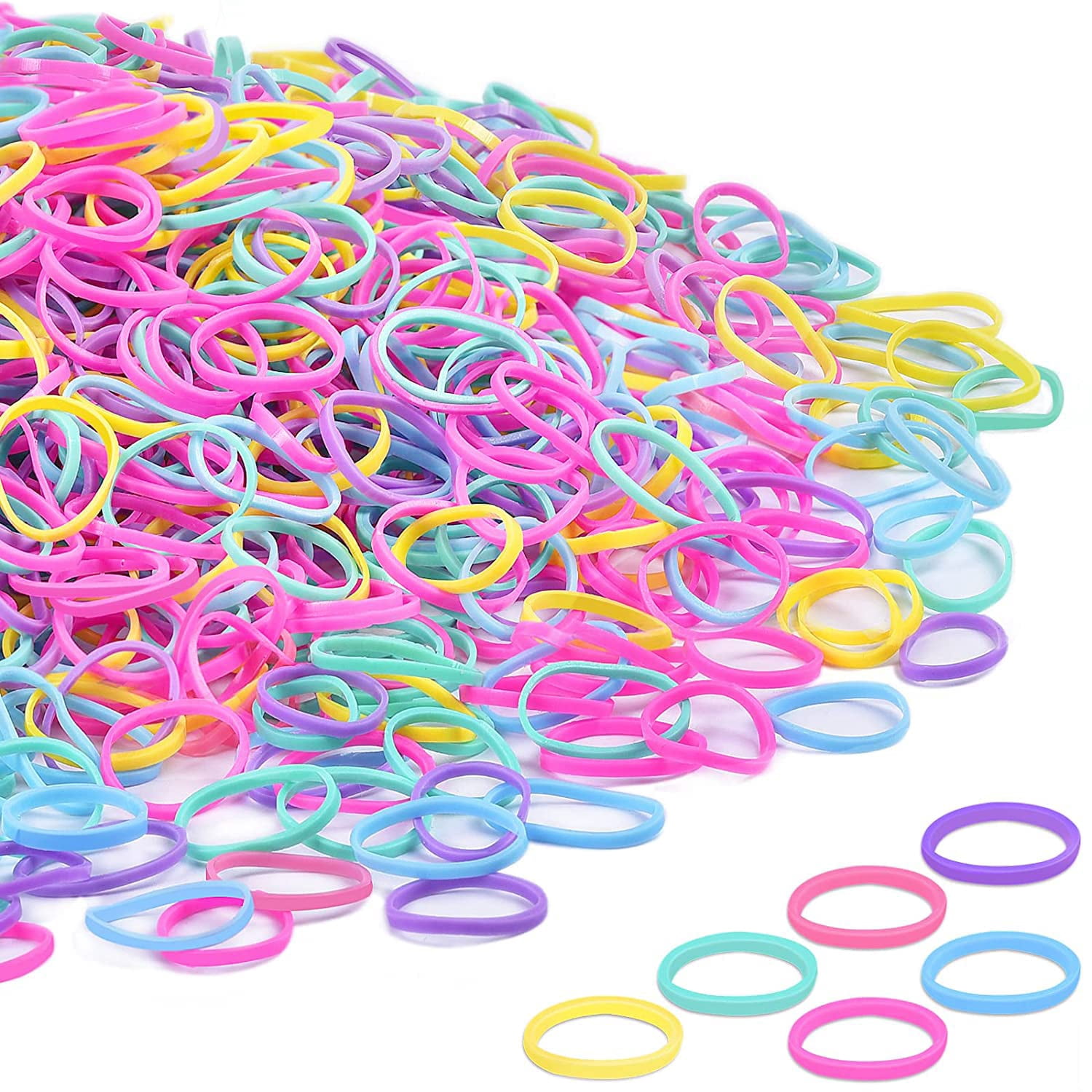 Colored Rubber Hair Bands, 1500PCS No-Damage Hair Ties for Kids' Braids ...