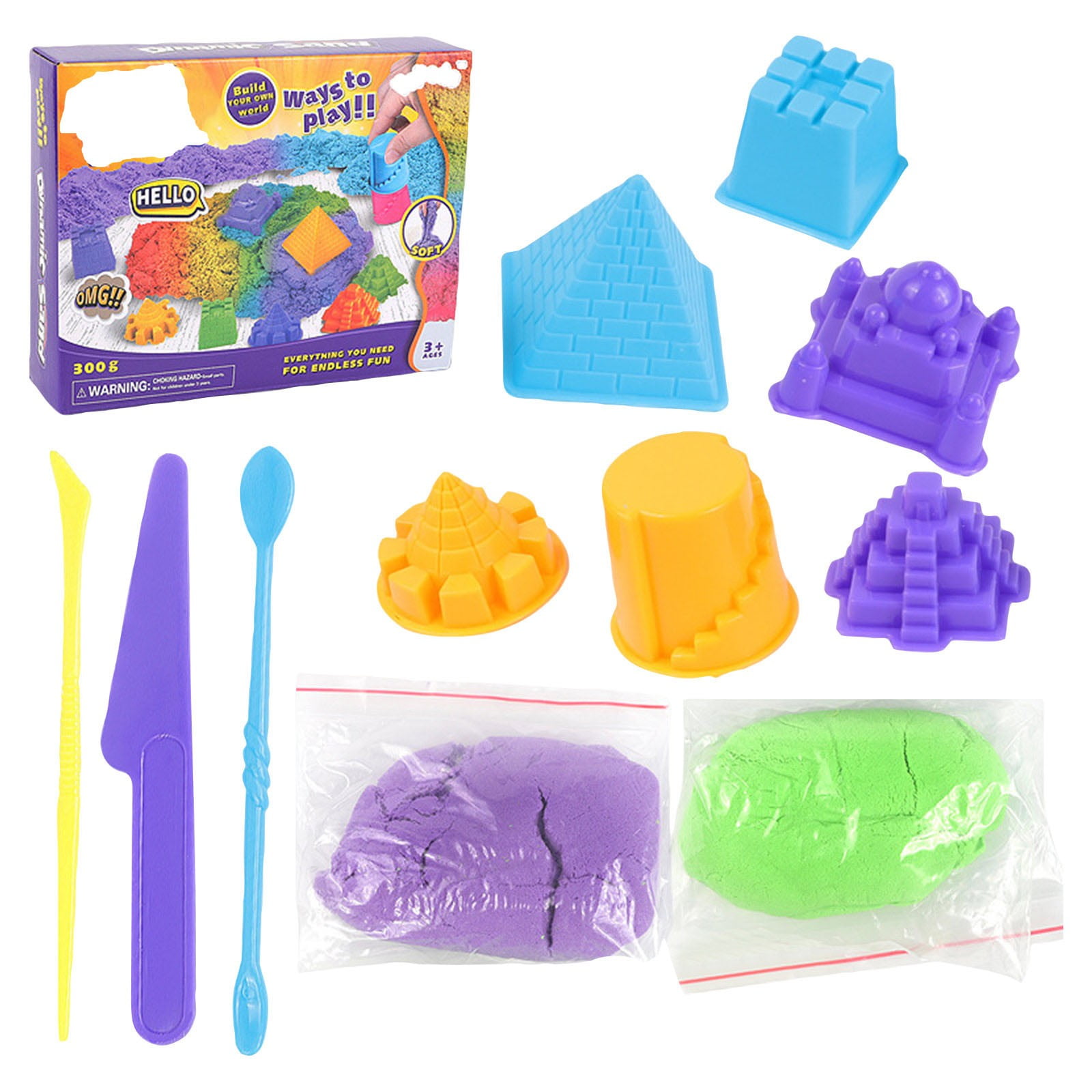 Colored Sand Construction Kit with 300g Play Sand, Molds, Tools, and ...