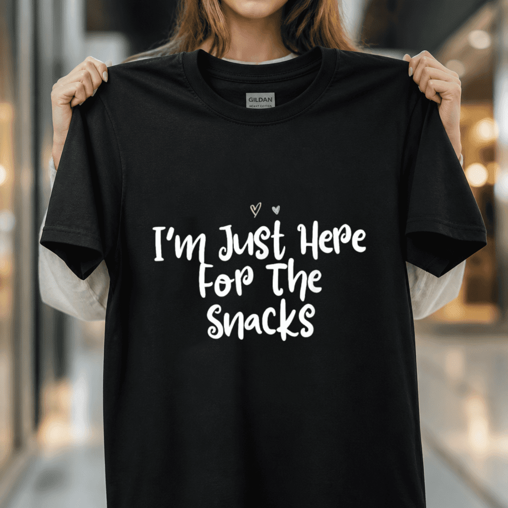 Colored Saying I'm Just Here for the Snacks Playful Text Unisex T-Shirt ...
