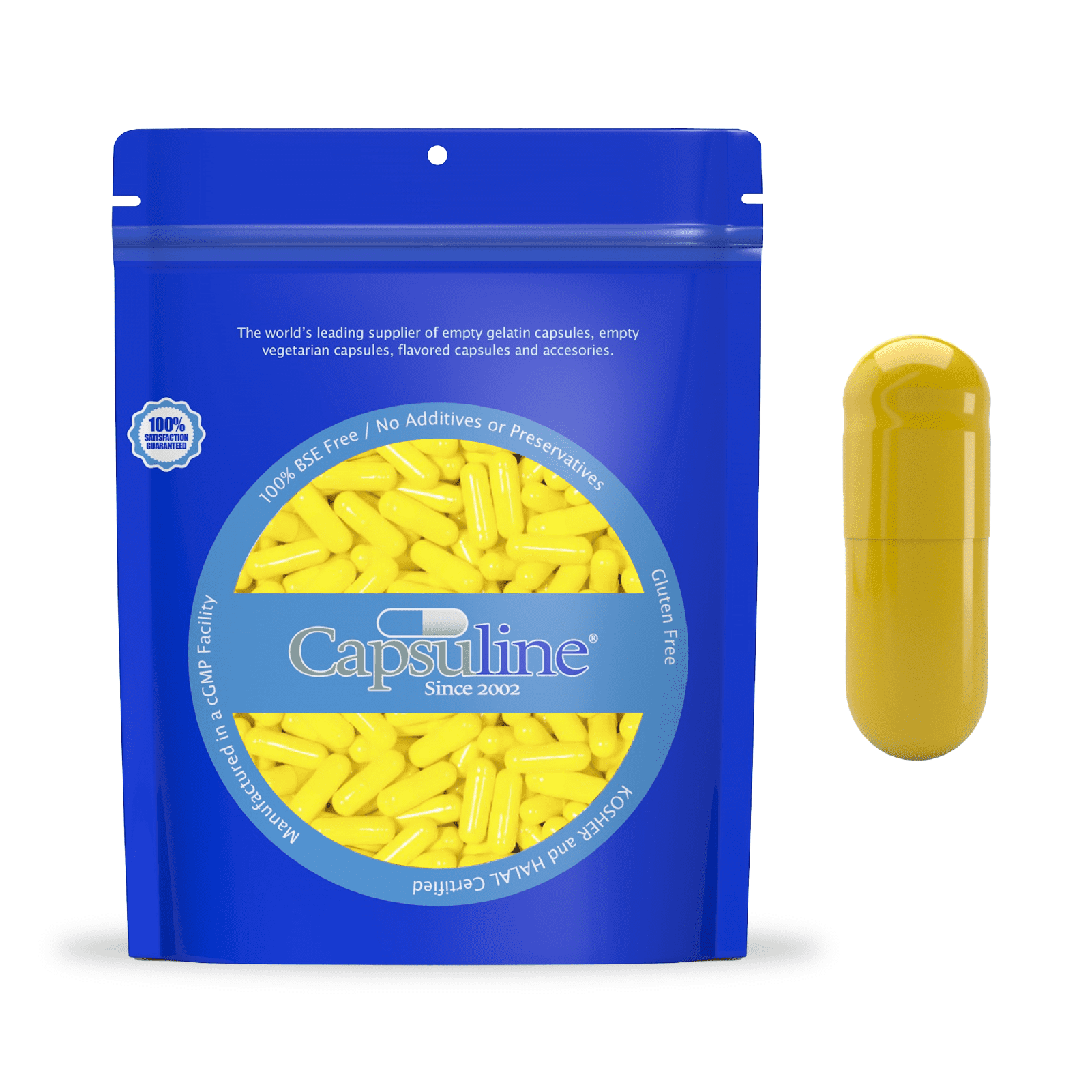 Colored Size 0 Empty Gelatin Capsules by Capsuline - Yellow/Yellow 1000 Count - Gelatin Capsules ...