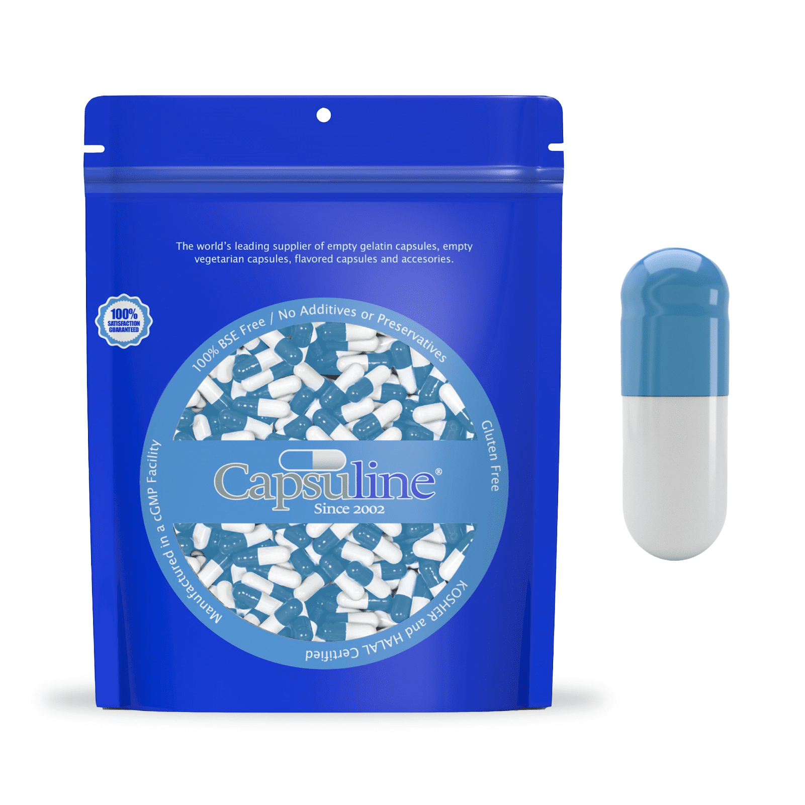 Colored Size 00 Empty Vegetarian Capsules by Capsuline - Blue/White ...