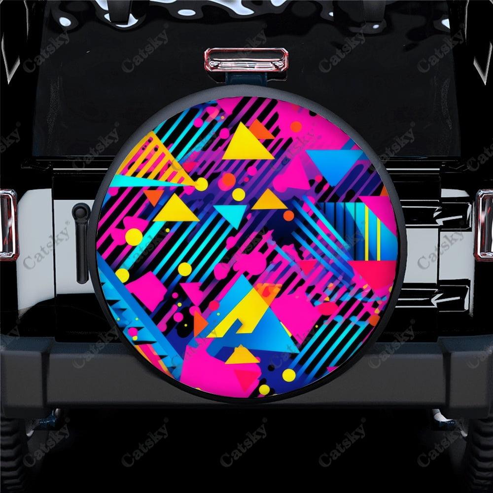 Colored Square Spiral Pattern Polyester Universal Spare Wheel Tire ...