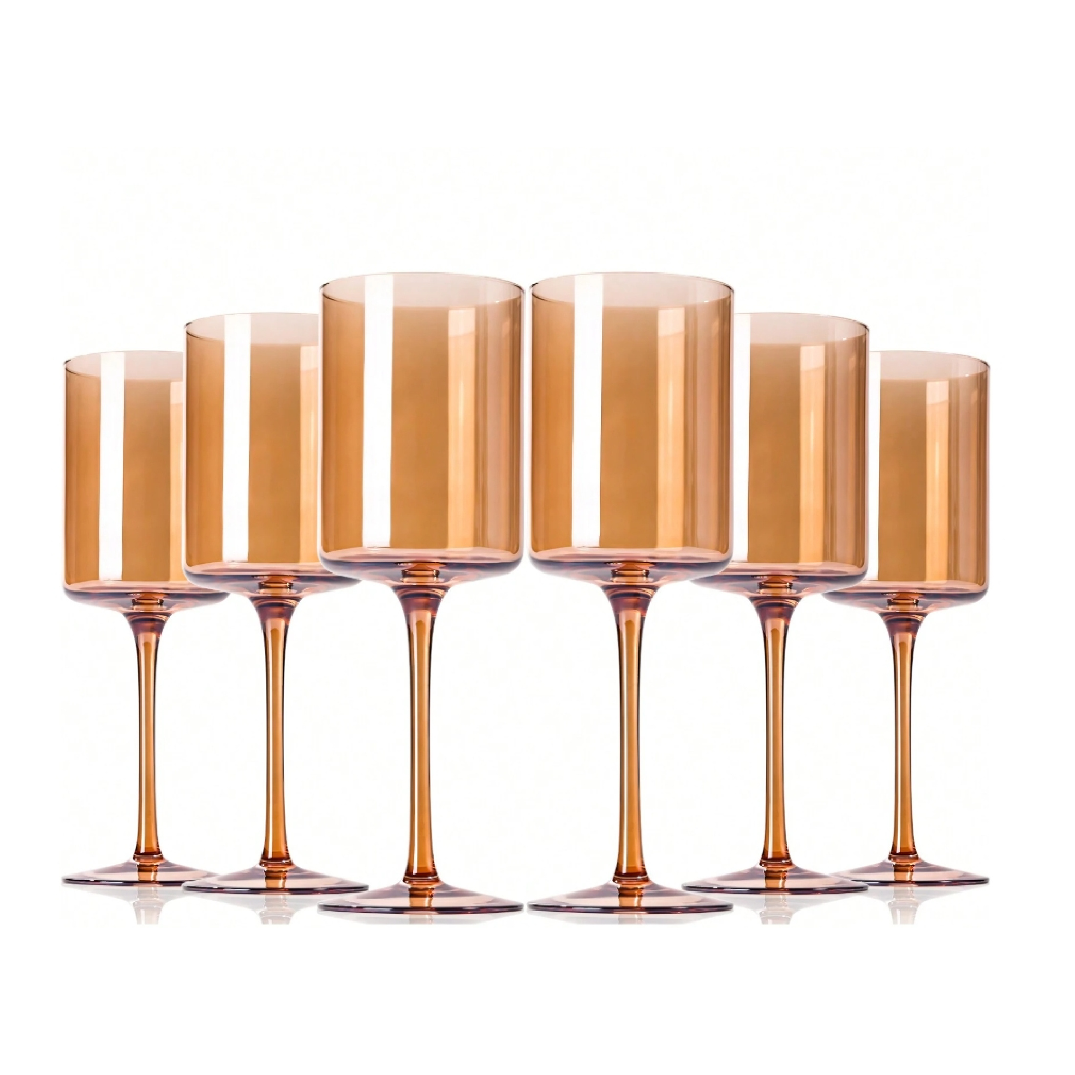 Colored Square Wine Glasses Set Of 6, [Hand Blown] 14oz Colorful ...