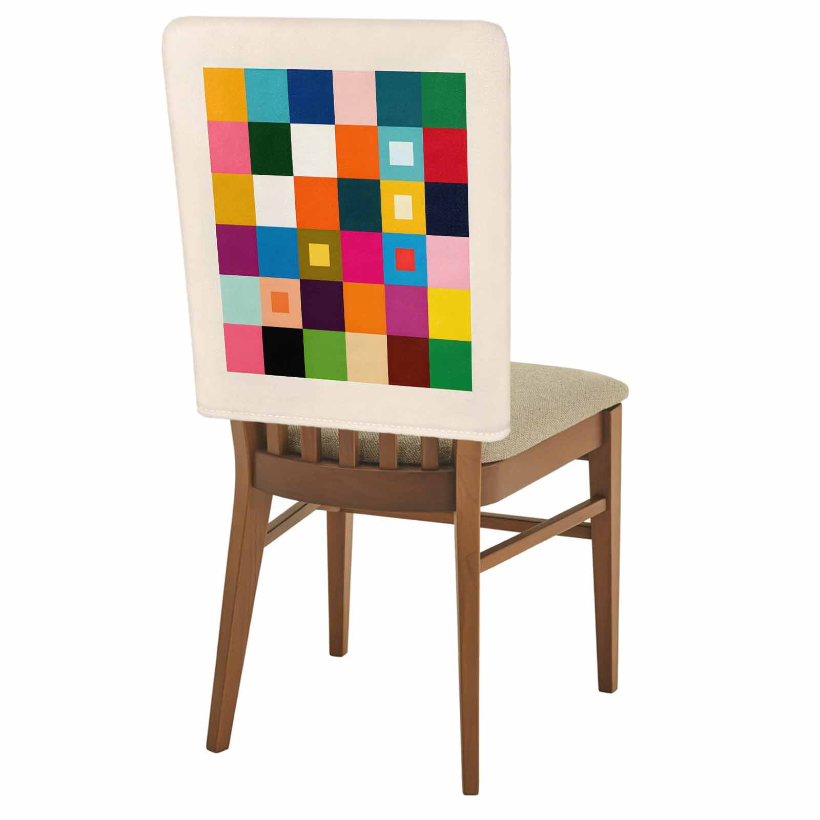 Colored Squares Chair Back Covers Set of 6 Retro Colorful Geometric ...